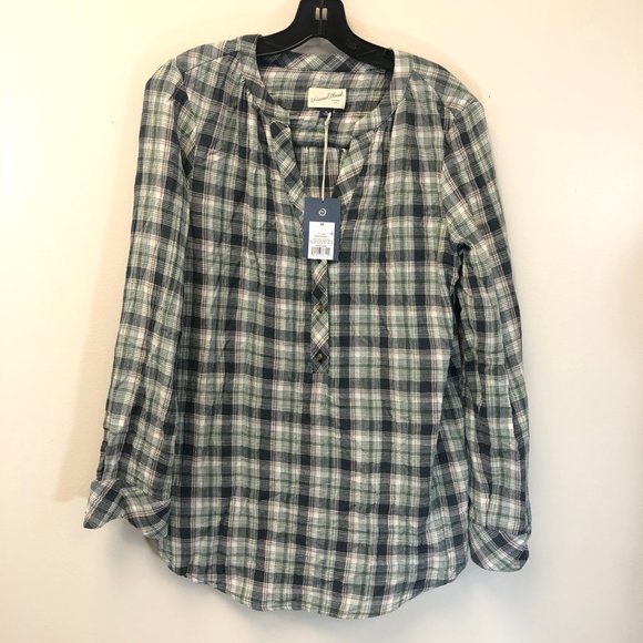 Universal Thread | Tops | Universal Thread Plaid Flutter Round Neck ...